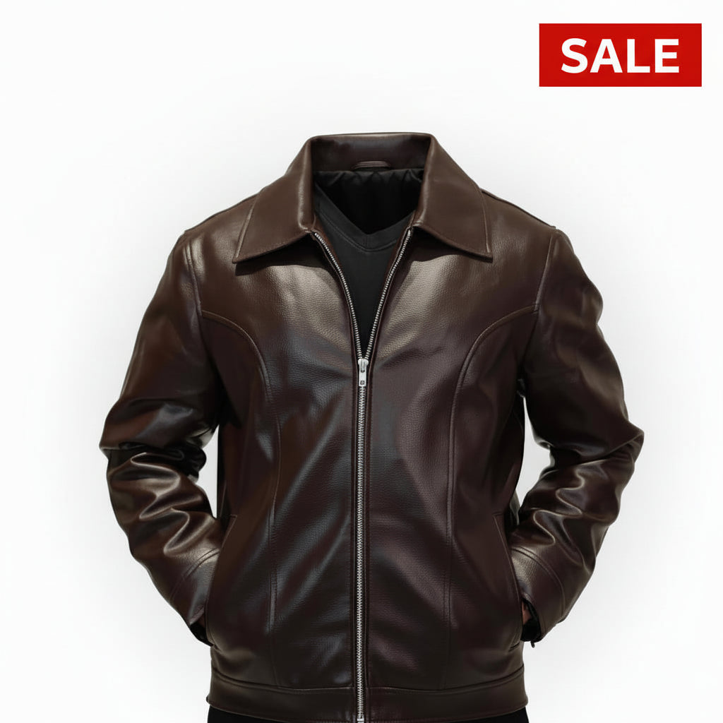 Men’s Coffee Brown Mafia Style Jacket | Custom Leather Outerwear ...